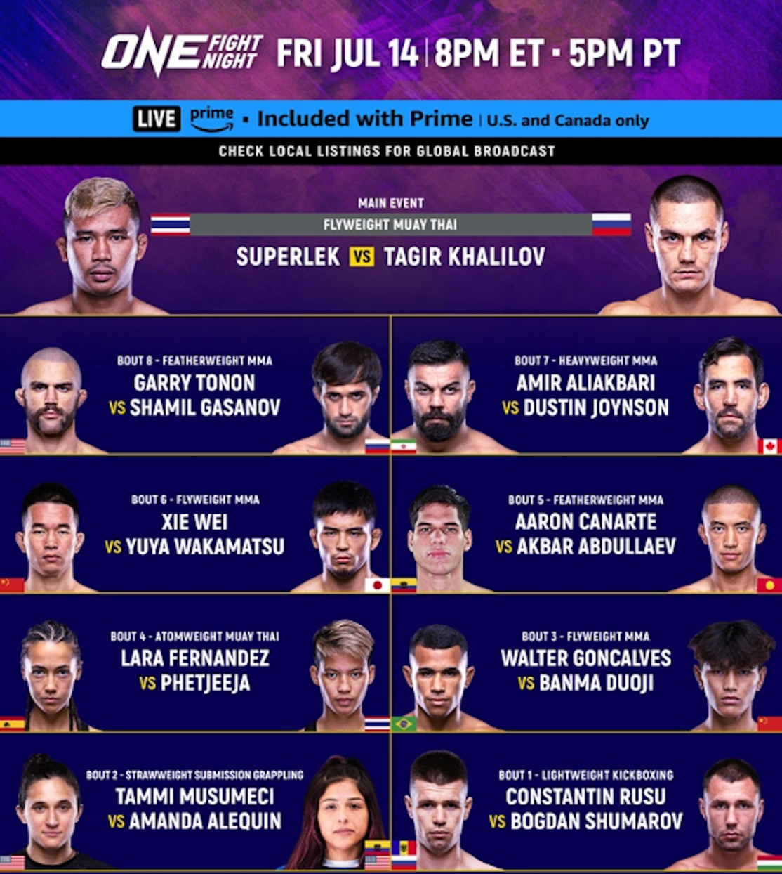 Prime Video Presents ONE Fight Night 12: Superlek vs. Khalil